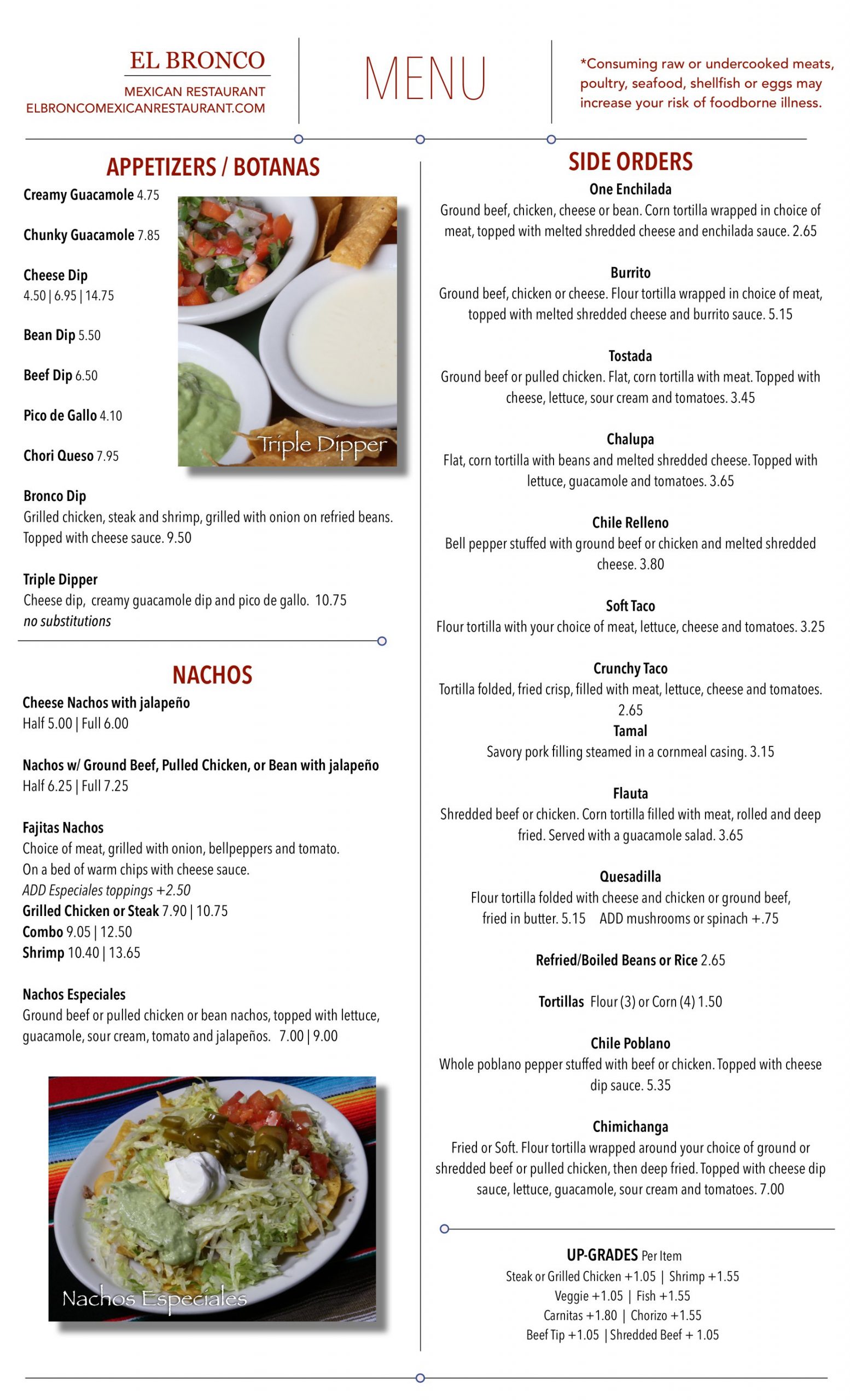 Our Menu - El Bronco