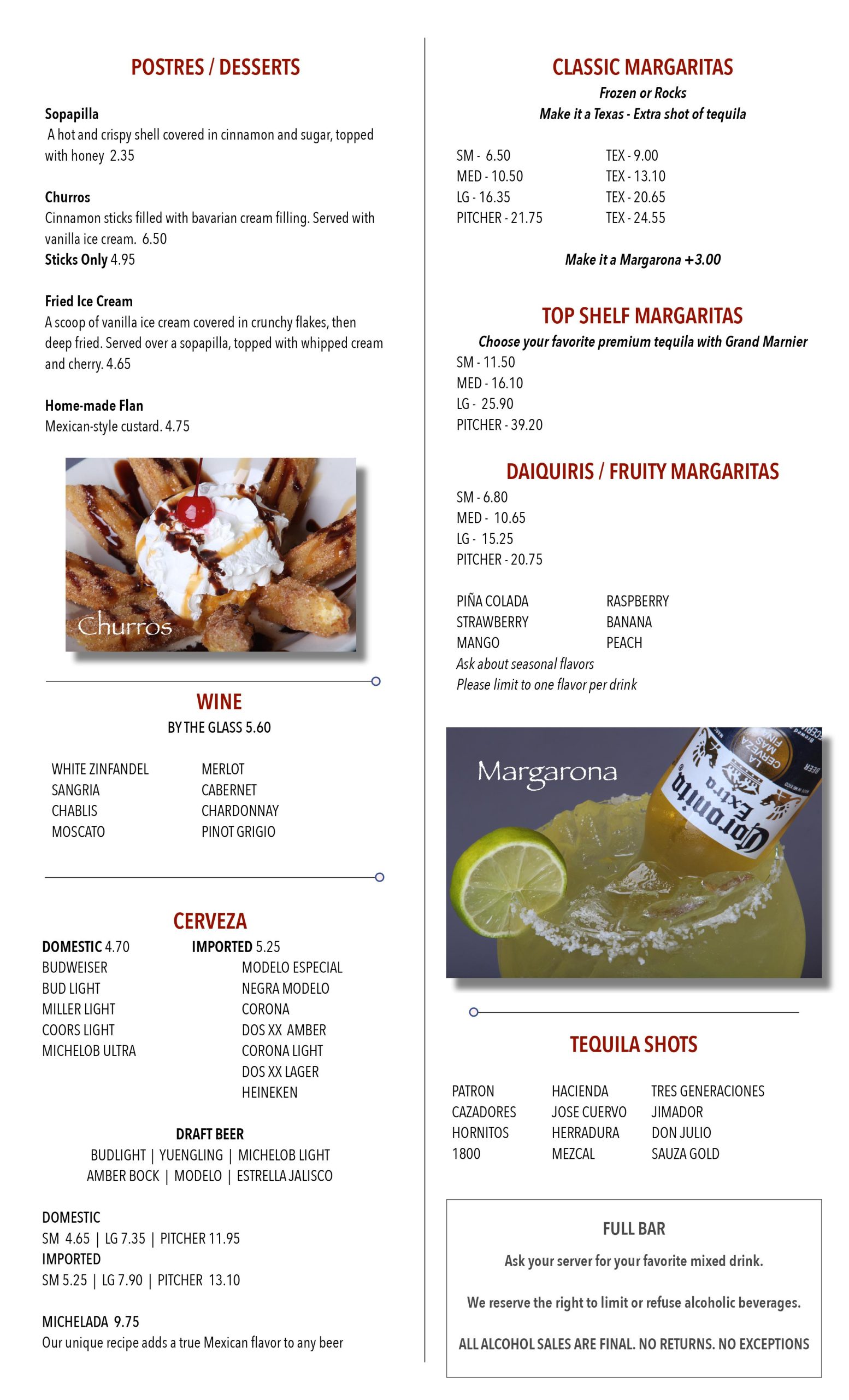 Our Menu - El Bronco