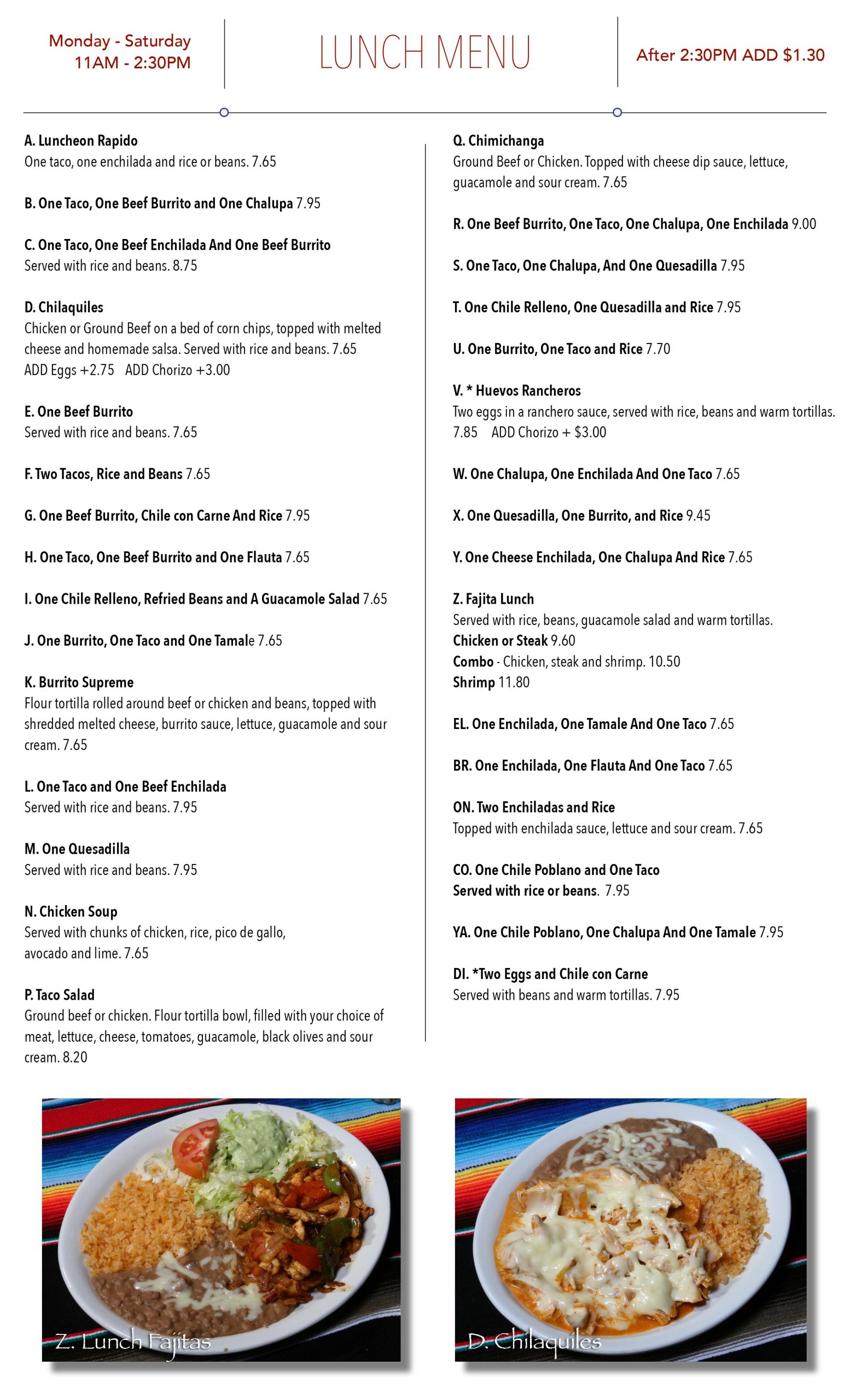 Our Menu - El Bronco