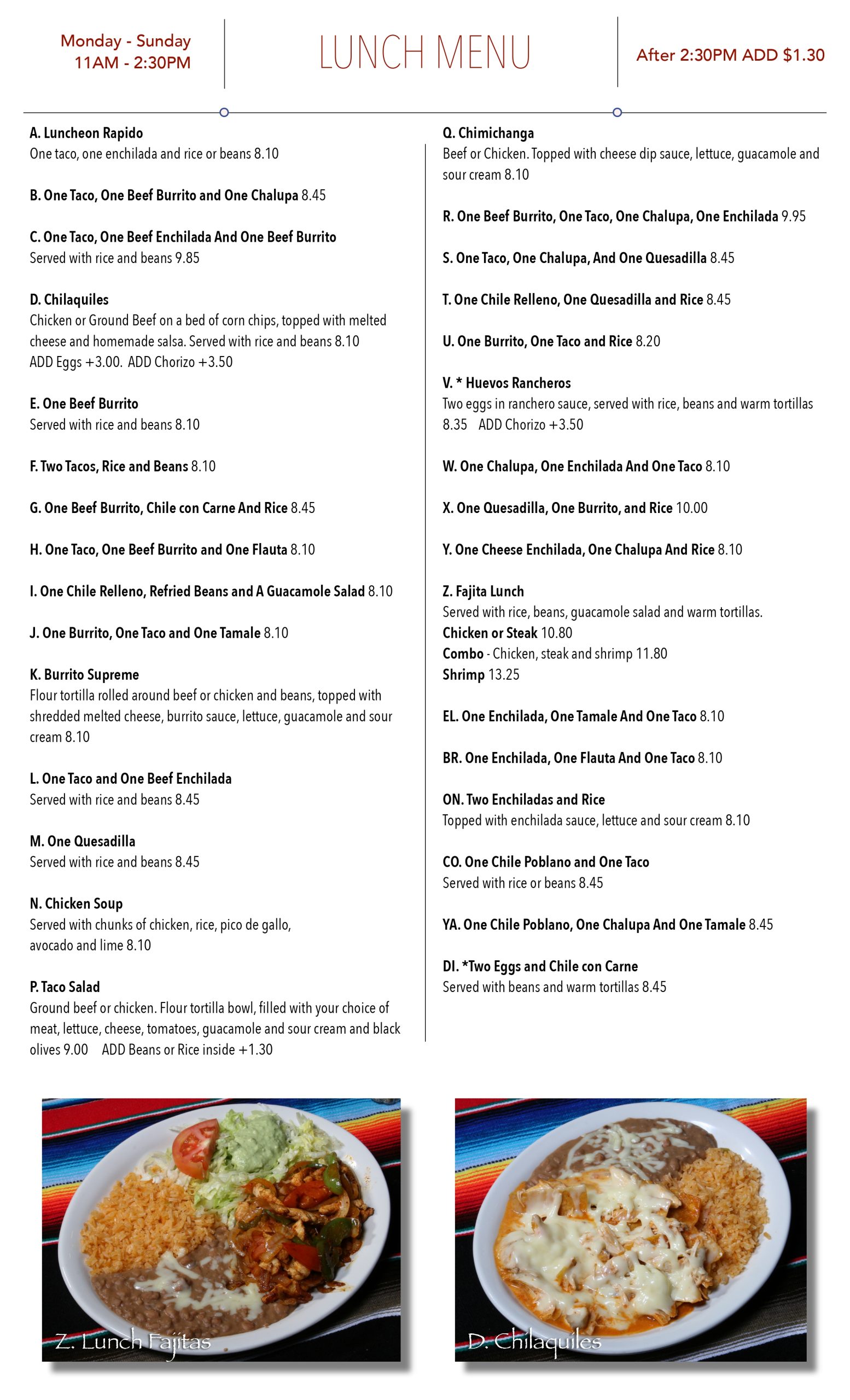 Our Menu - El Bronco